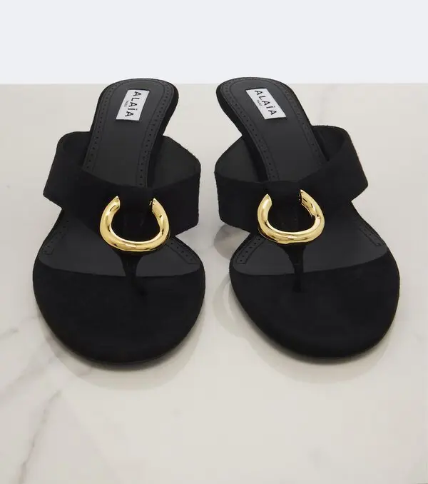 Alaïa Infra Suede Thong Sandals