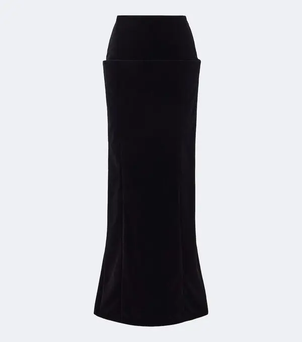 Alaïa Cotton Velvet Maxi Skirt