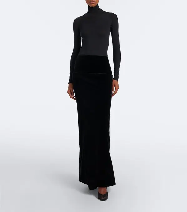 Alaïa Cotton Velvet Maxi Skirt