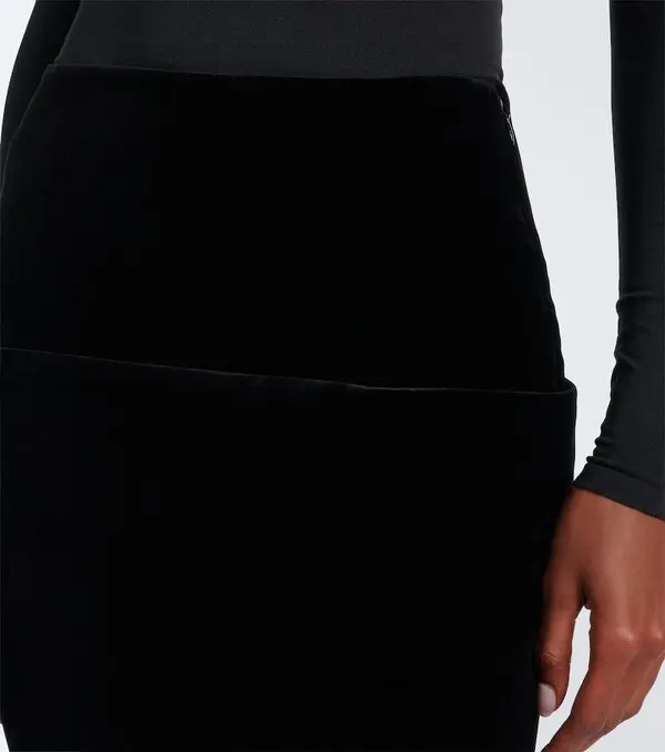 Alaïa Cotton Velvet Maxi Skirt