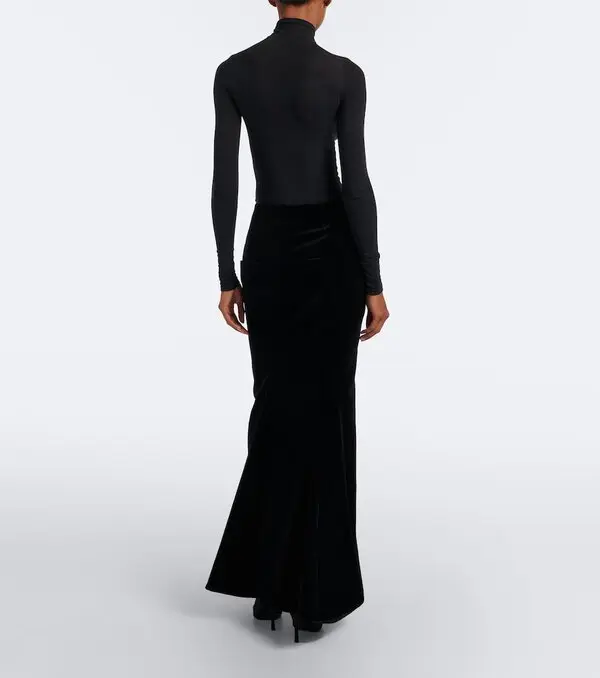 Alaïa Cotton Velvet Maxi Skirt