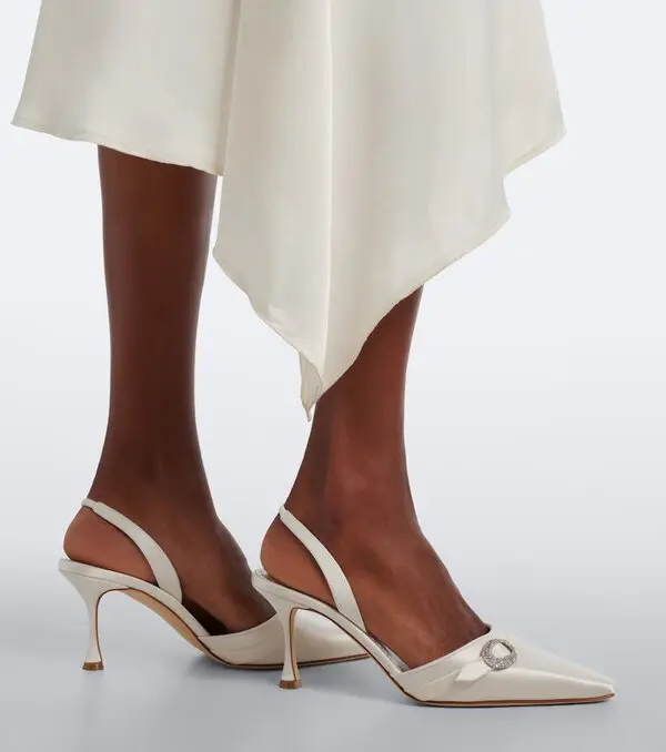 Manolo Blahnik Zutoslipla Embellished Satin Slingback Pumps