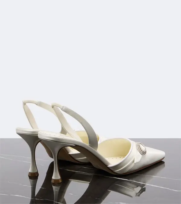 Manolo Blahnik Zutoslipla Embellished Satin Slingback Pumps