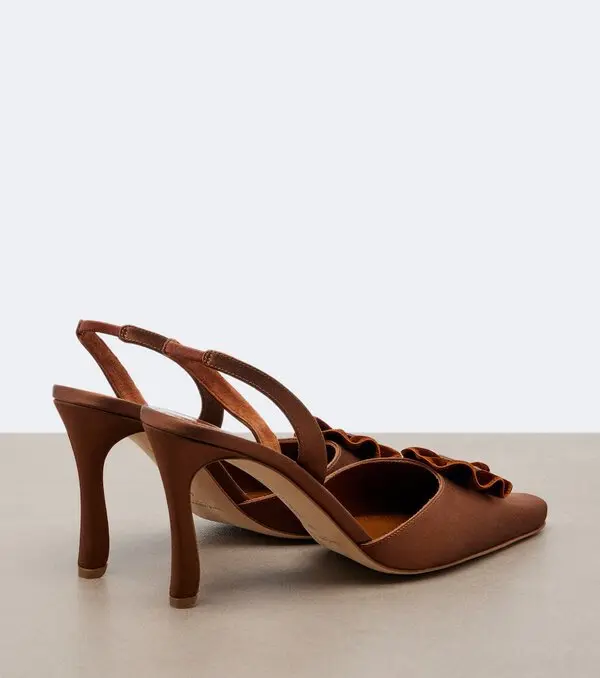 Manolo Blahnik Caulosli Satin Slingback Pumps