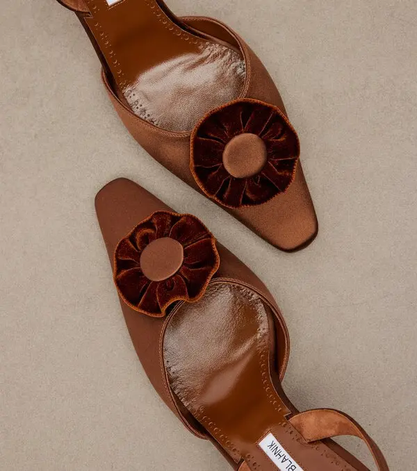 Manolo Blahnik Caulosli Satin Slingback Pumps