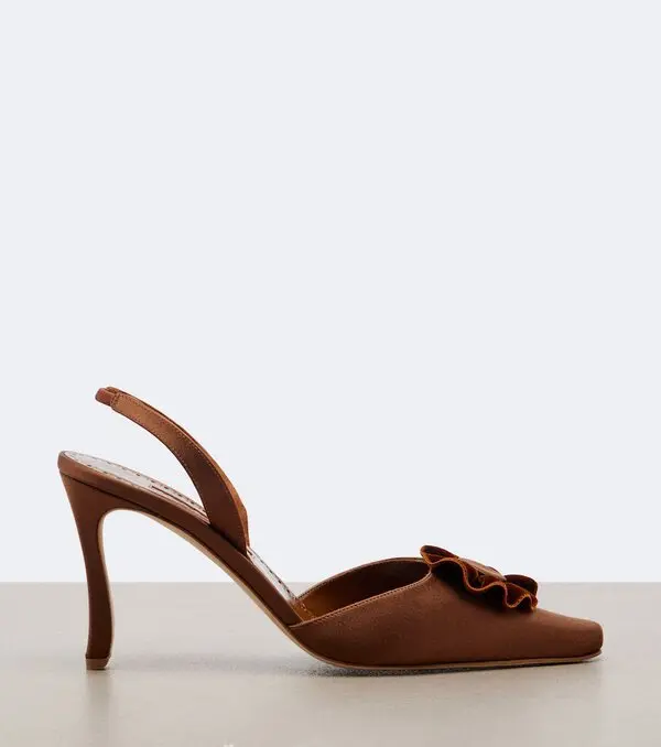 Manolo Blahnik Caulosli Satin Slingback Pumps