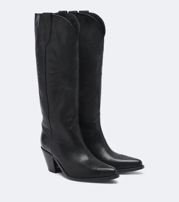 GOLDEN GOOSE 70' Wish Star Leather Cowboy Boots - Black