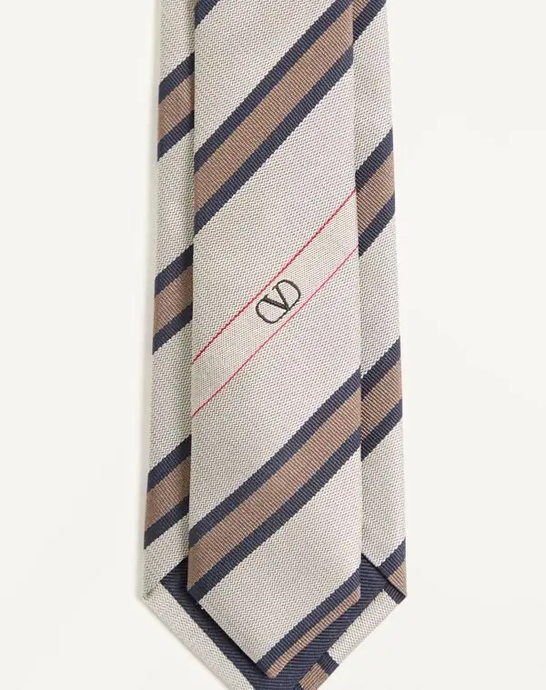 Valentino Garavani Jacquard Regimental Silk Tie - White/blue