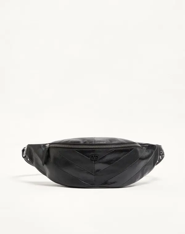 Valentino Garavani Jean Bum Bag In Patchwork Nappa Leather With Chevron Pattern