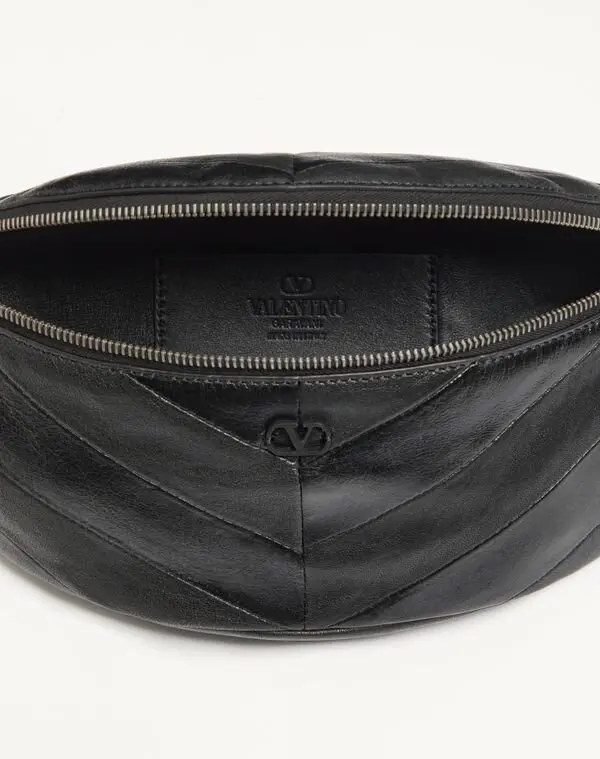 Valentino Garavani Jean Bum Bag In Patchwork Nappa Leather With Chevron Pattern
