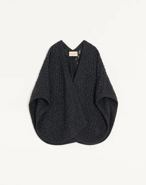 Valentino Garavani Wool And Mohair Poncho - Anthracite