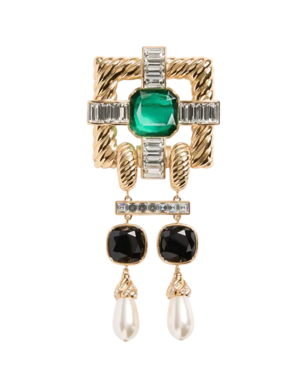 Valentino Garavani Hypergoutte Brooch With Crystals And Resin Beads - Gold/multicolour