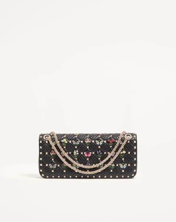 Valentino Garavani Rockstud Spike Medium Shoulder Bag In Embroidered Nappa Leather