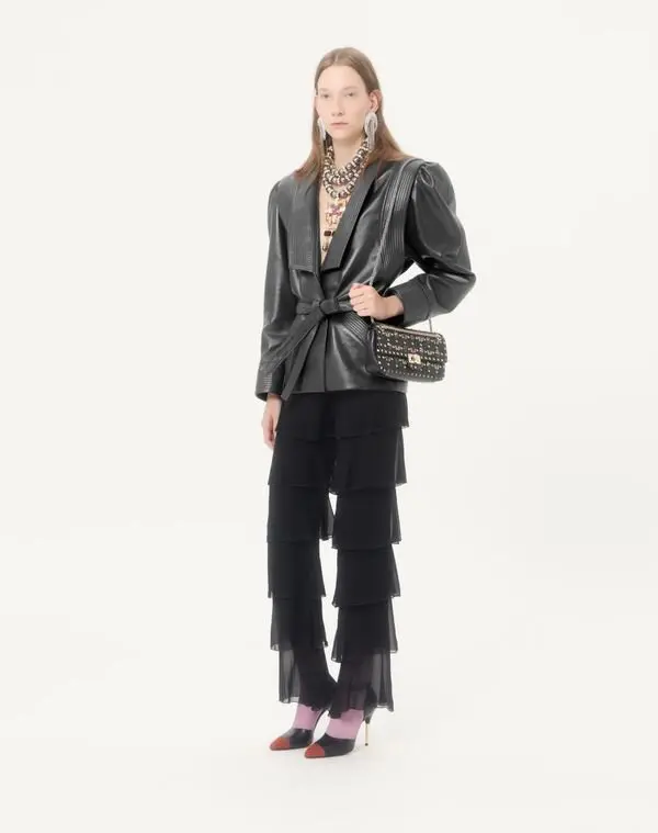 Valentino Garavani Rockstud Spike Medium Shoulder Bag In Embroidered Nappa Leather