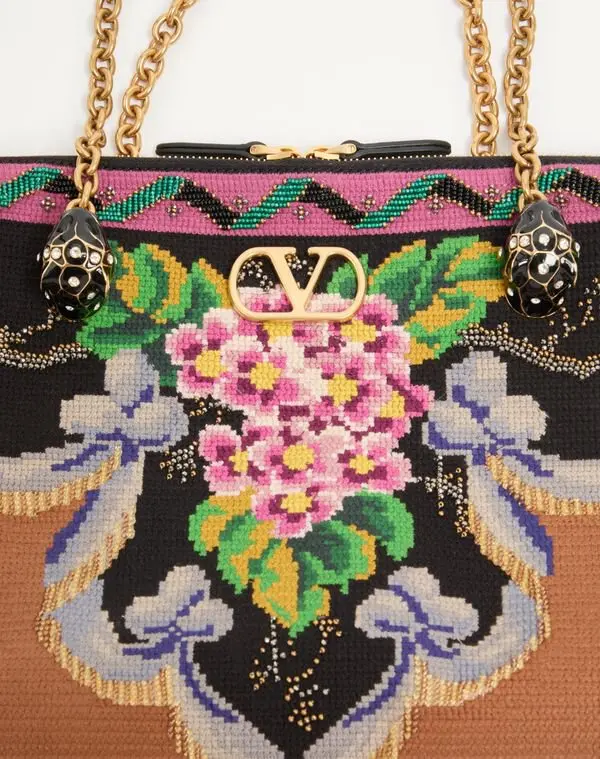 Valentino Garavani Panthea Medium Embroidered Shoulder Bag