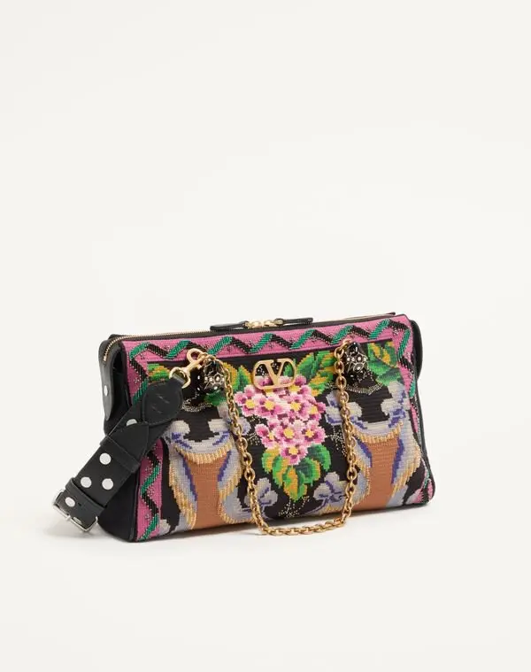 Valentino Garavani Panthea Medium Embroidered Shoulder Bag