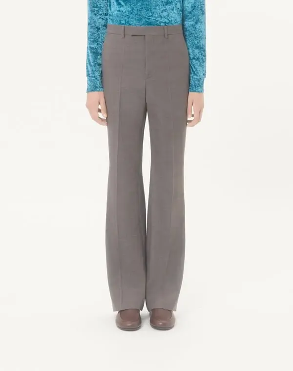 Valentino Garavani Trousers In Diagonal Melange Wool With Pressed Pleats