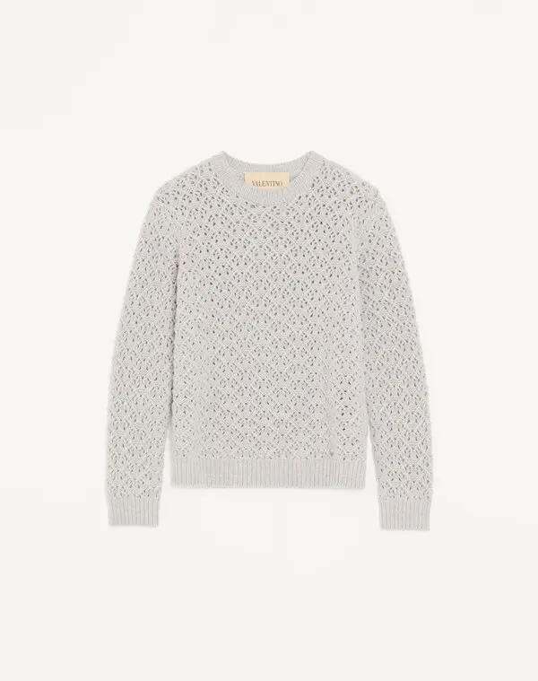 Valentino Garavani Wool And Cashmere Jumper With Metallic V Detail