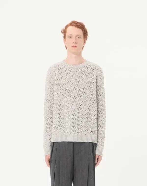 Valentino Garavani Wool And Cashmere Jumper With Metallic V Detail