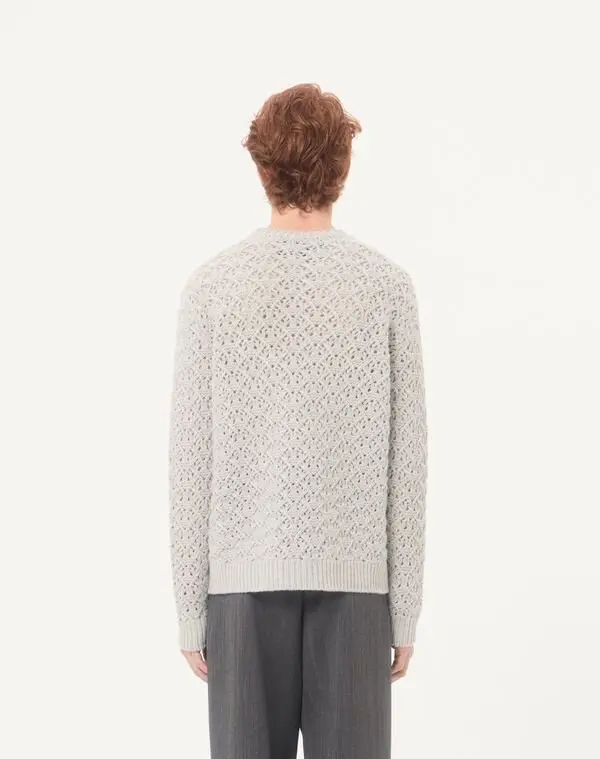Valentino Garavani Wool And Cashmere Jumper With Metallic V Detail