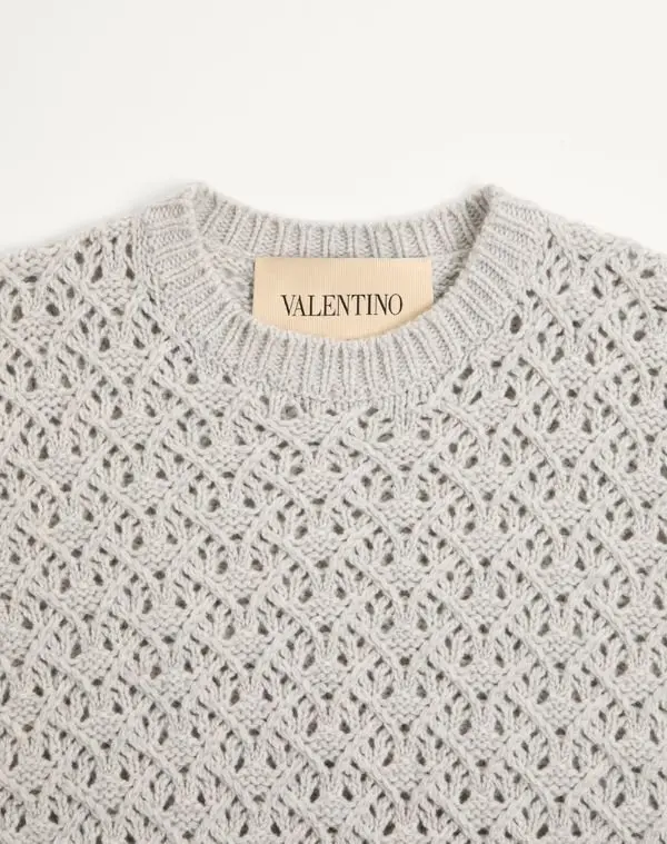 Valentino Garavani Wool And Cashmere Jumper With Metallic V Detail