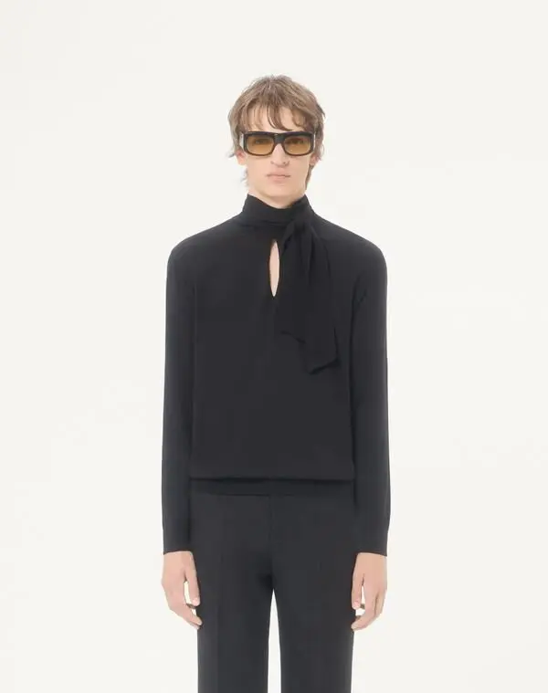 Valentino Garavani Wool Jumper With Scarf Collar And Vlogo Embroidery