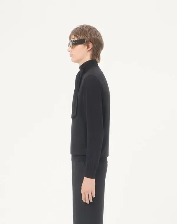 Valentino Garavani Wool Jumper With Scarf Collar And Vlogo Embroidery