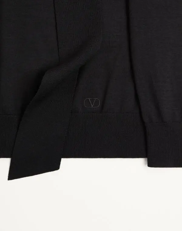 Valentino Garavani Wool Jumper With Scarf Collar And Vlogo Embroidery