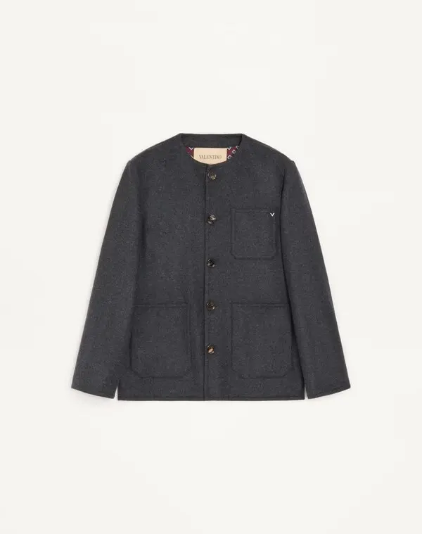 Valentino Garavani Double Wool Caban With Metallic V Detail