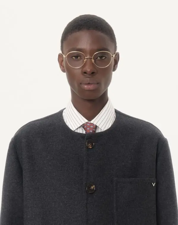 Valentino Garavani Double Wool Caban With Metallic V Detail