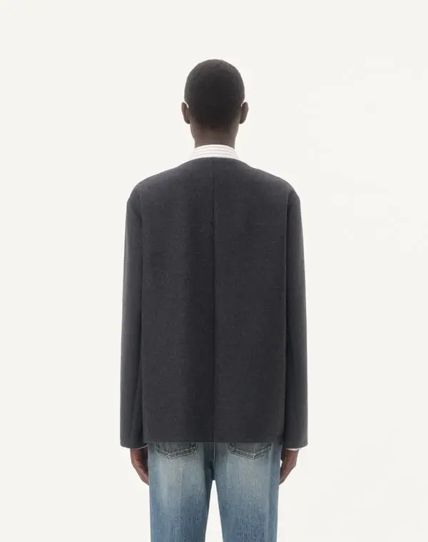 Valentino Garavani Double Wool Caban With Metallic V Detail