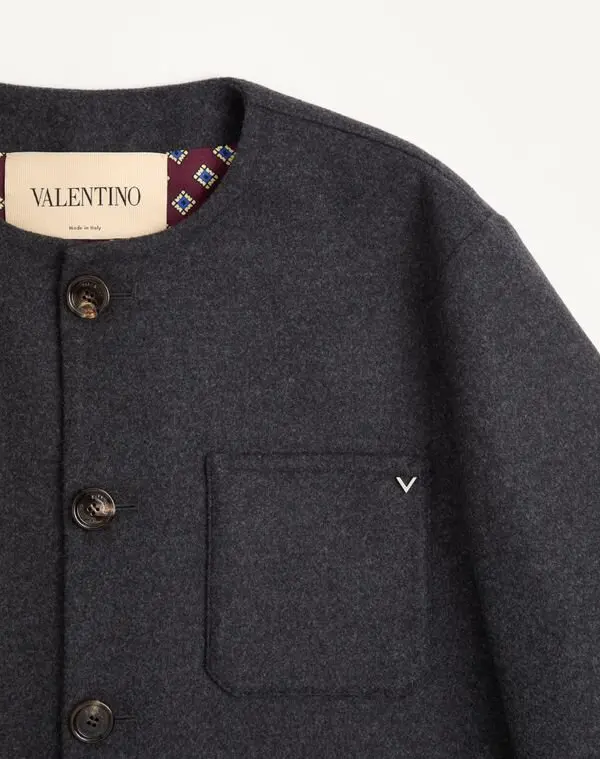 Valentino Garavani Double Wool Caban With Metallic V Detail