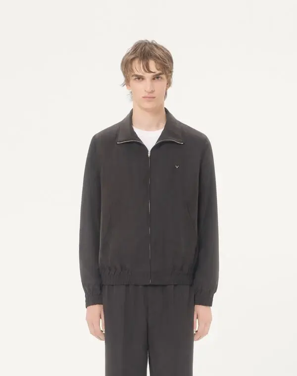 Valentino Garavani Washed Silk Jacket With Metallic V Detail