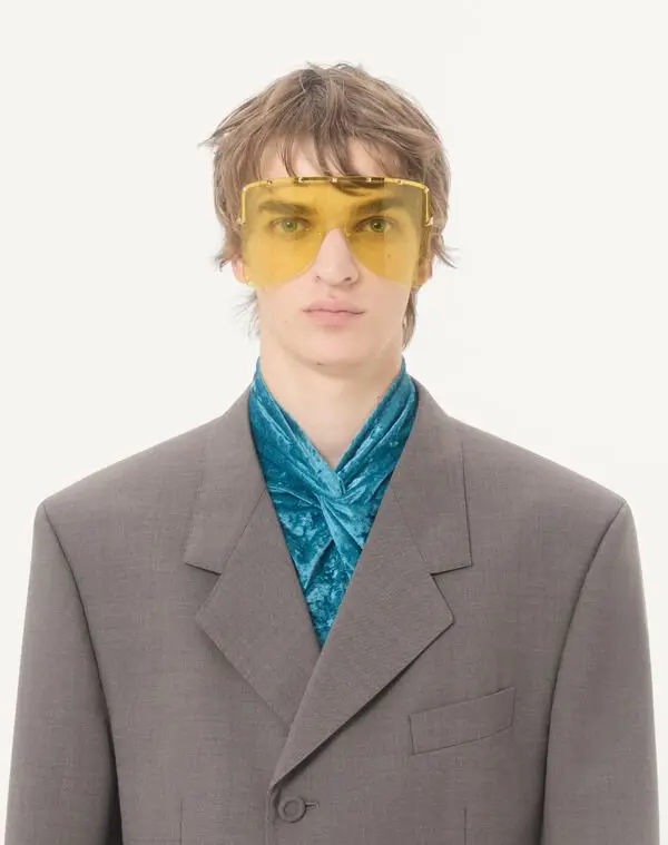 Valentino Garavani Single-breasted Jacket In Diagonal Melange Wool With Knot