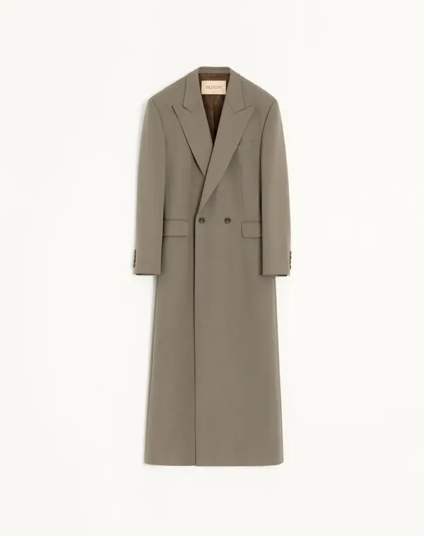 Valentino Garavani Double-breasted Lightweight Wool Coat With Knot