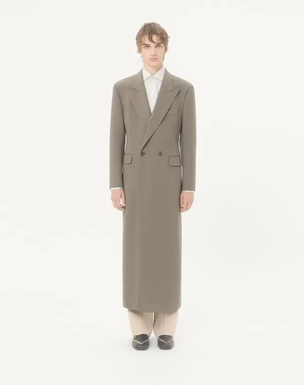Valentino Garavani Double-breasted Lightweight Wool Coat With Knot
