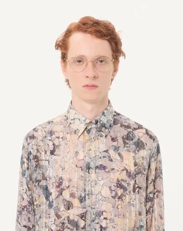Valentino Garavani Silk And Lurex Shirt With All-over Urbs Print