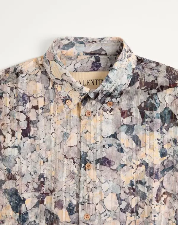 Valentino Garavani Silk And Lurex Shirt With All-over Urbs Print