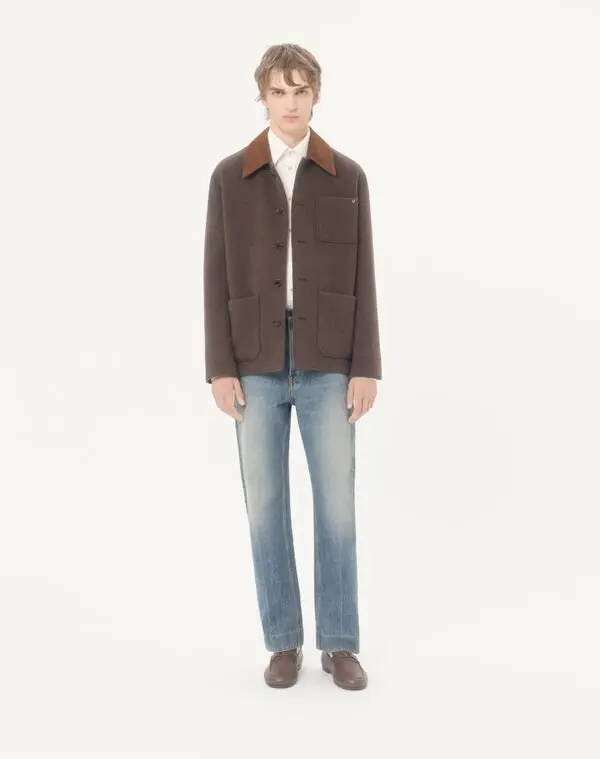 Valentino Garavani Long-sleeved Cotton Poplin Shirt With Embroidered Butterfly Patch