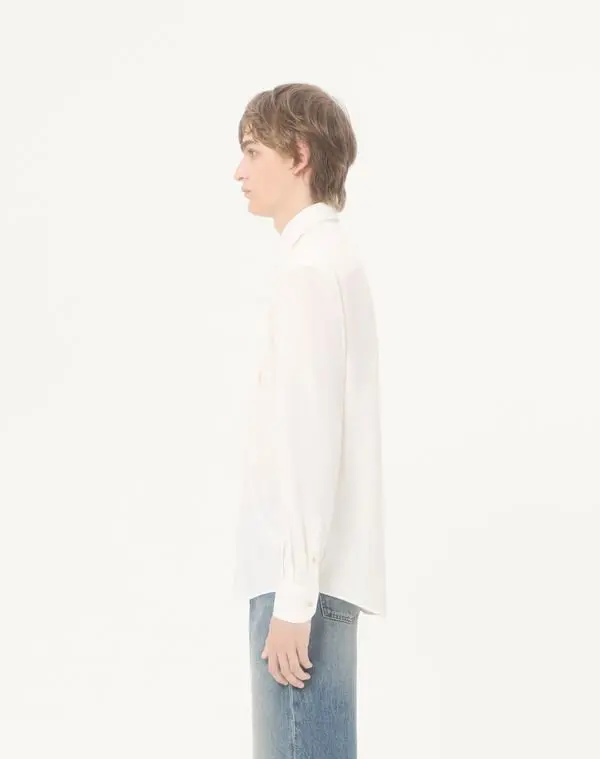 Valentino Garavani Long-sleeved Cotton Poplin Shirt With Embroidered Butterfly Patch