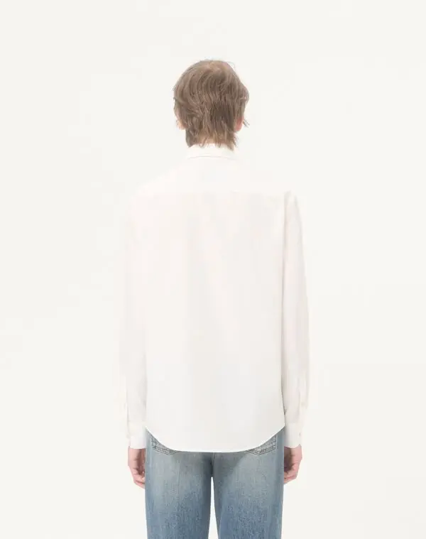 Valentino Garavani Long-sleeved Cotton Poplin Shirt With Embroidered Butterfly Patch