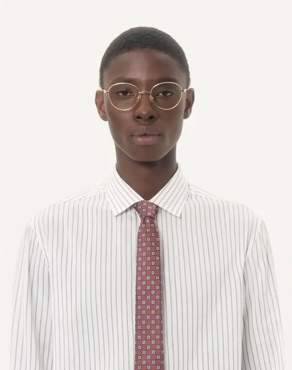 Valentino Garavani Long-sleeved Striped Cotton And Silk Shirt