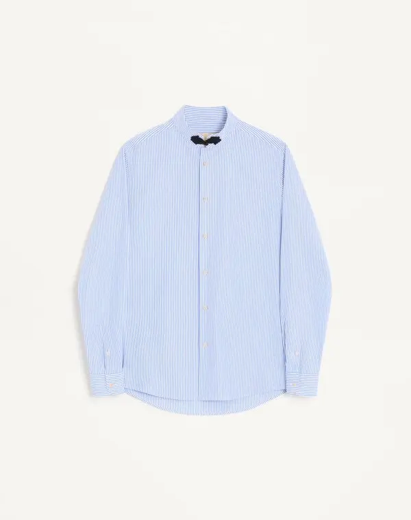 Valentino Garavani Long-sleeved Striped Cotton Shirt With Toggle