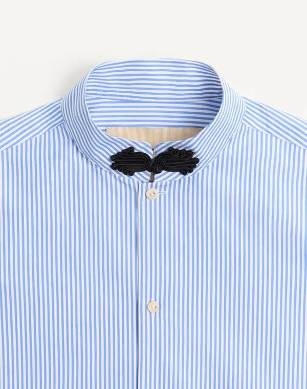 Valentino Garavani Long-sleeved Striped Cotton Shirt With Toggle