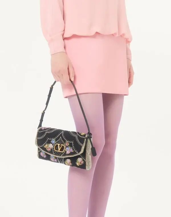 Valentino Garavani Short Georgette Dress With Feathers - Pink