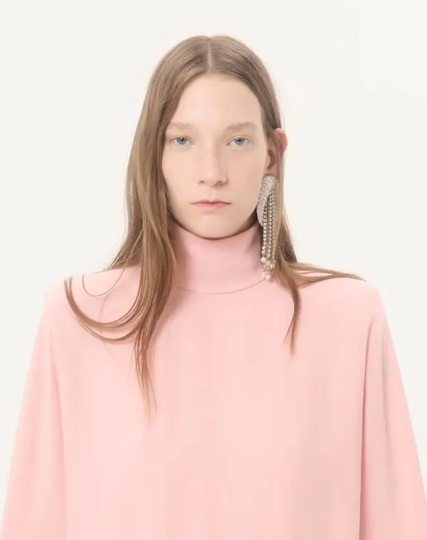 Valentino Garavani Short Georgette Dress With Feathers - Pink
