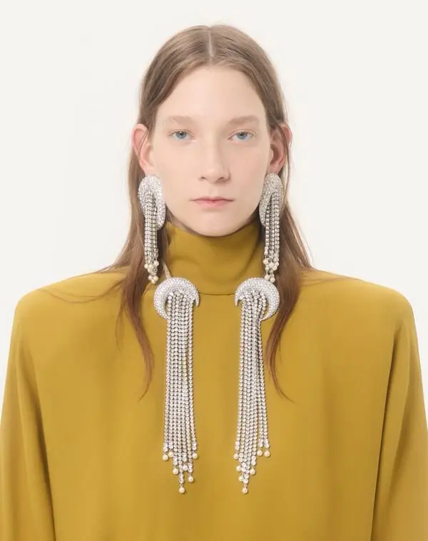 Valentino Garavani Georgette Midi Dress With Feathers