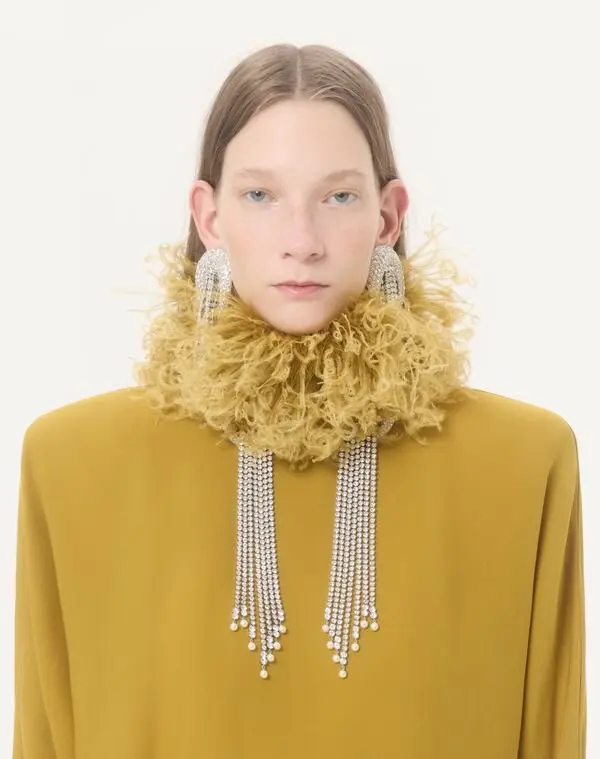 Valentino Garavani Georgette Midi Dress With Feathers