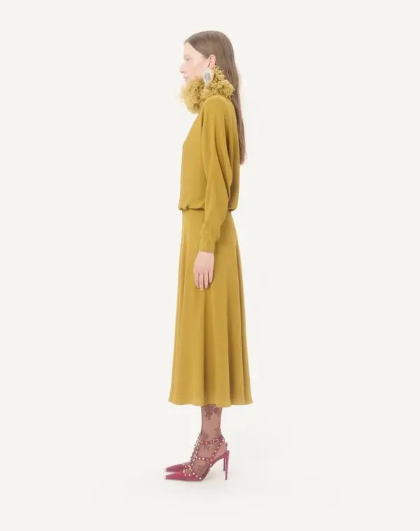 Valentino Garavani Georgette Midi Dress With Feathers