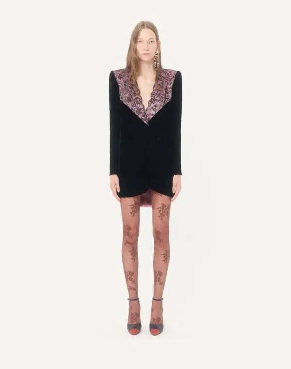 Valentino Garavani Short Velvet Dress With Lace